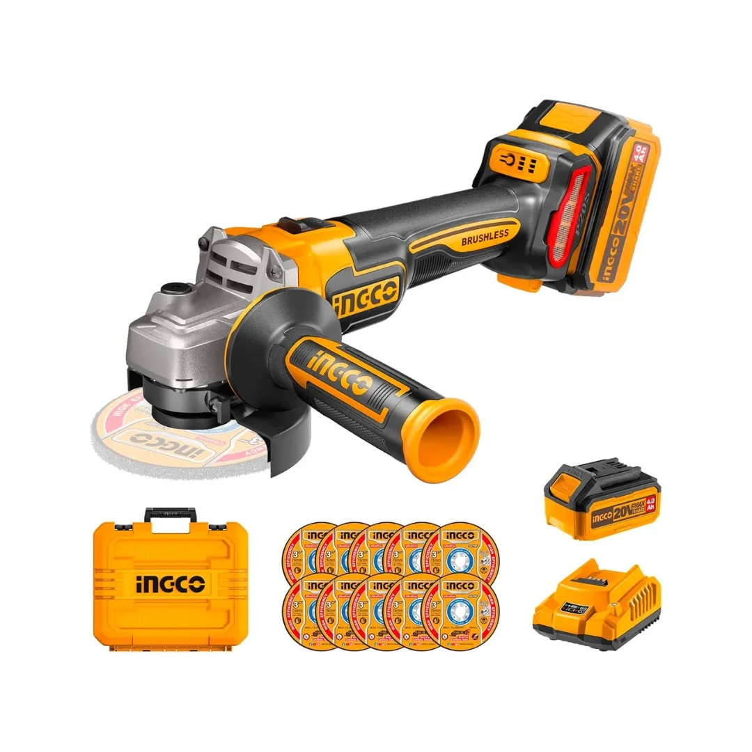INGCO CAGLI211541 | Set Amoladora 20 V con Discos y Valija